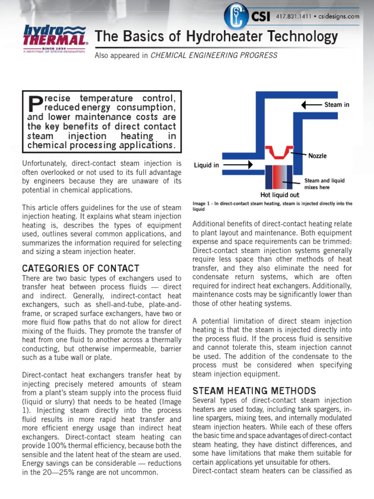 Direct Steam Injection Heating Guide | PDF | Steam | Valve