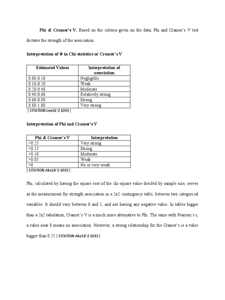 Interpreting Phi and Cramer's V Values | PDF