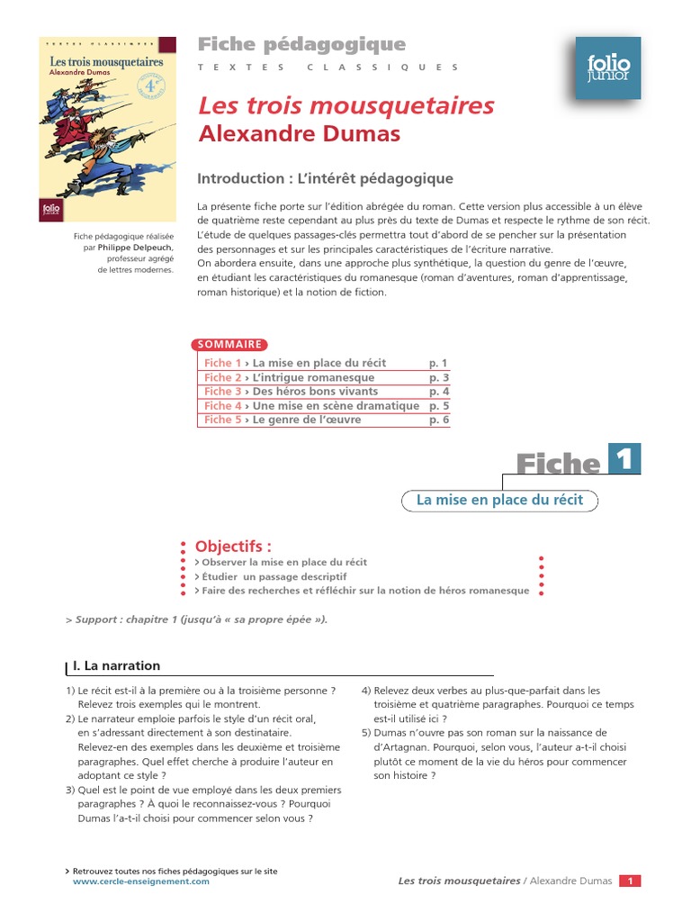 Fiche pédagogique : Les Trois Mousquetaires | PDF | Les Trois ...