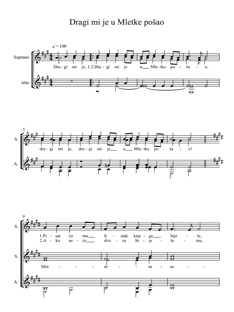 Armorin Dragi Mi Je U Mletke Pos Ao | PDF