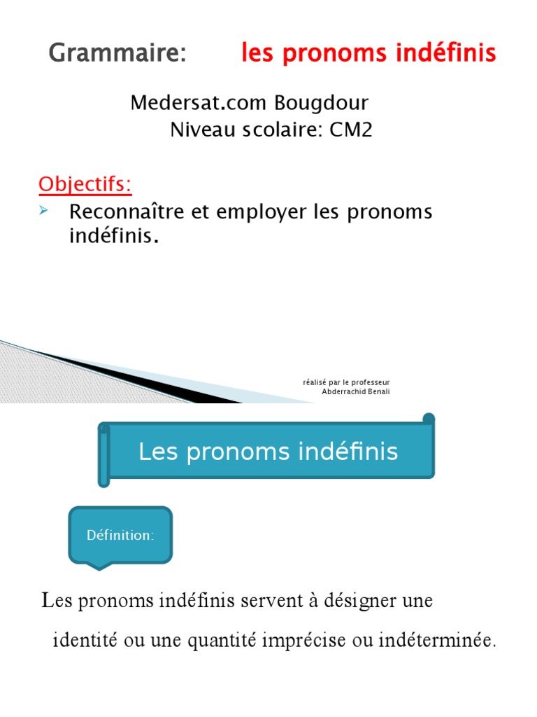 Les Pronoms Indéfinis | PDF | Pronom | Grammaire