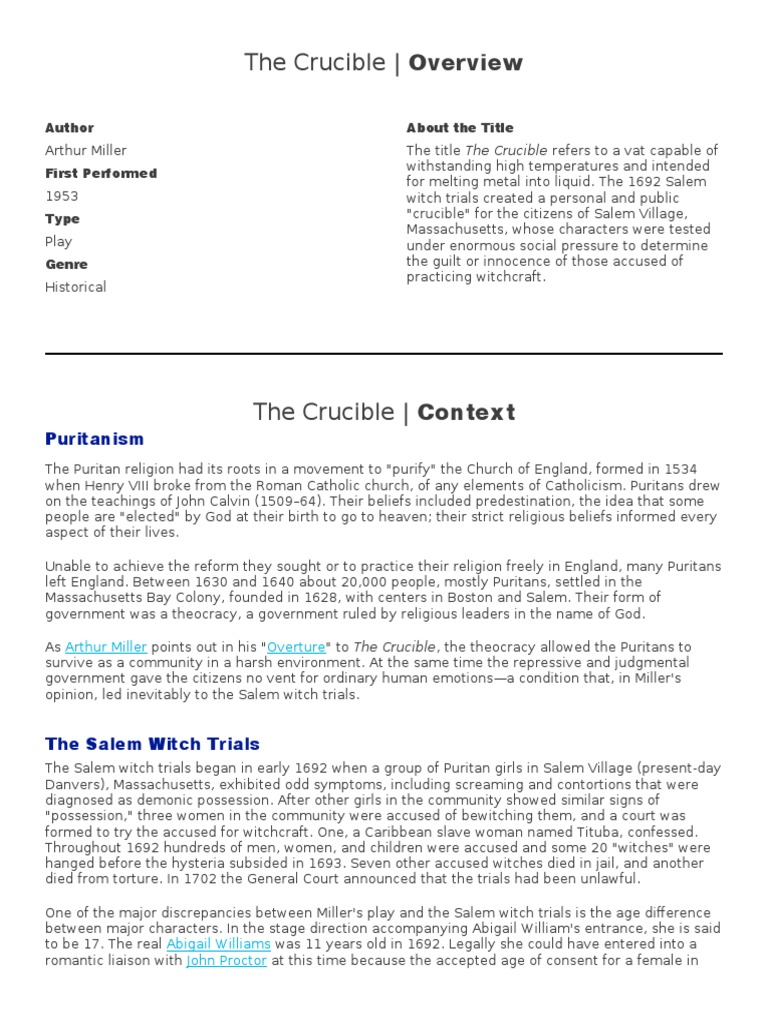 The Crucible Overview + Context | PDF | Mc Carthyism