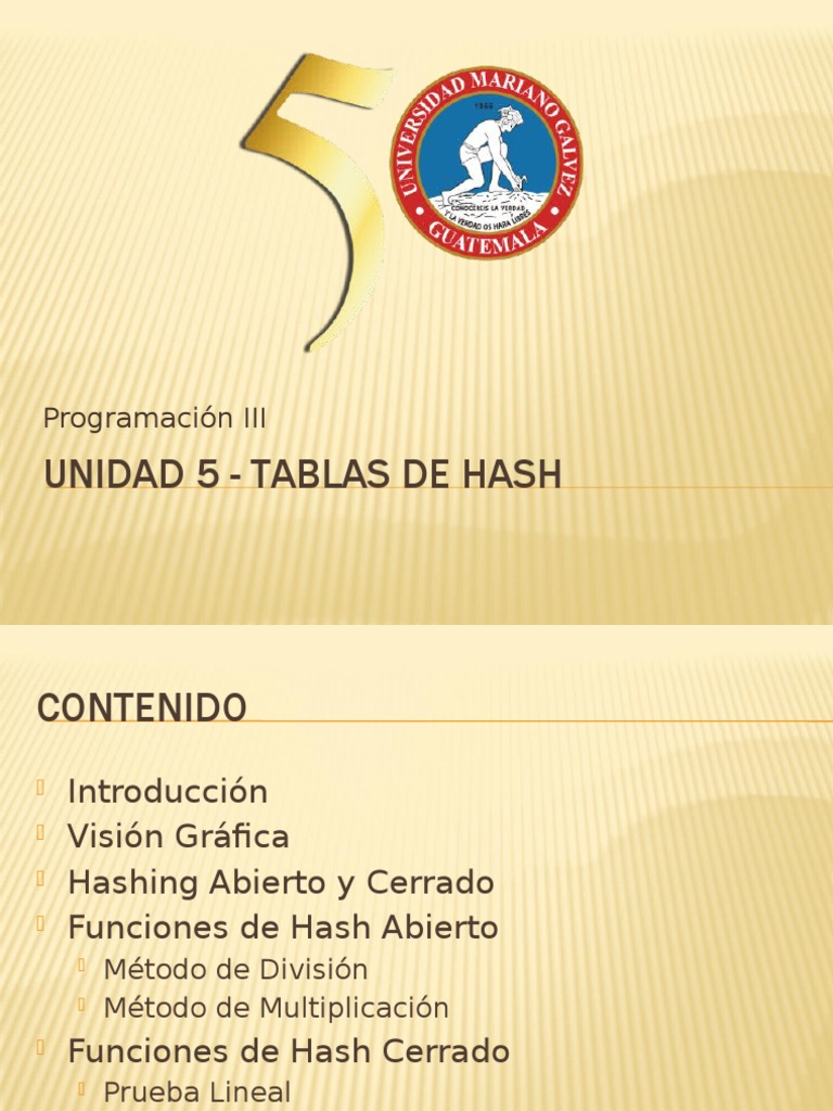 Unidad 5 - Tablas de Hash | PDF | Algoritmos | Programación de computadoras