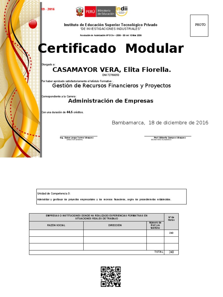 Certificado Modular | PDF