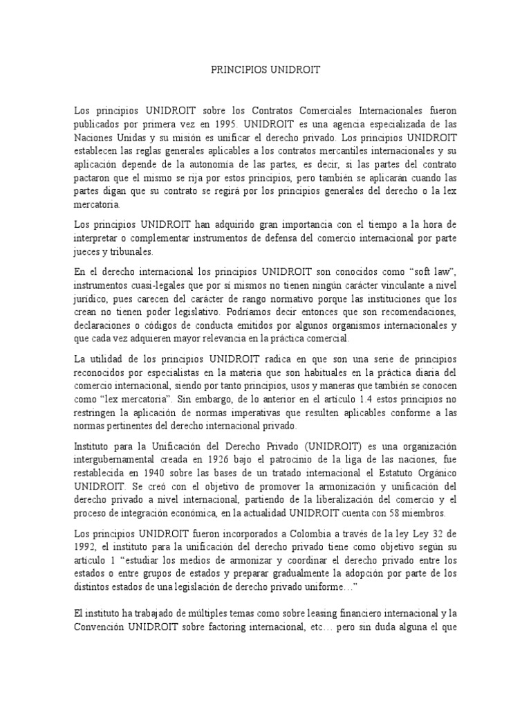 Principios Unidroit | PDF | Conceptos legales | Virtud
