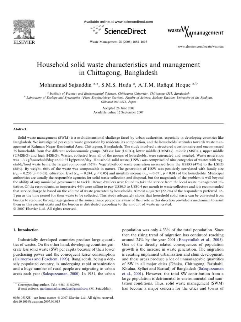 Household Solid Waste Characteristics and Management in Chittagong ...
