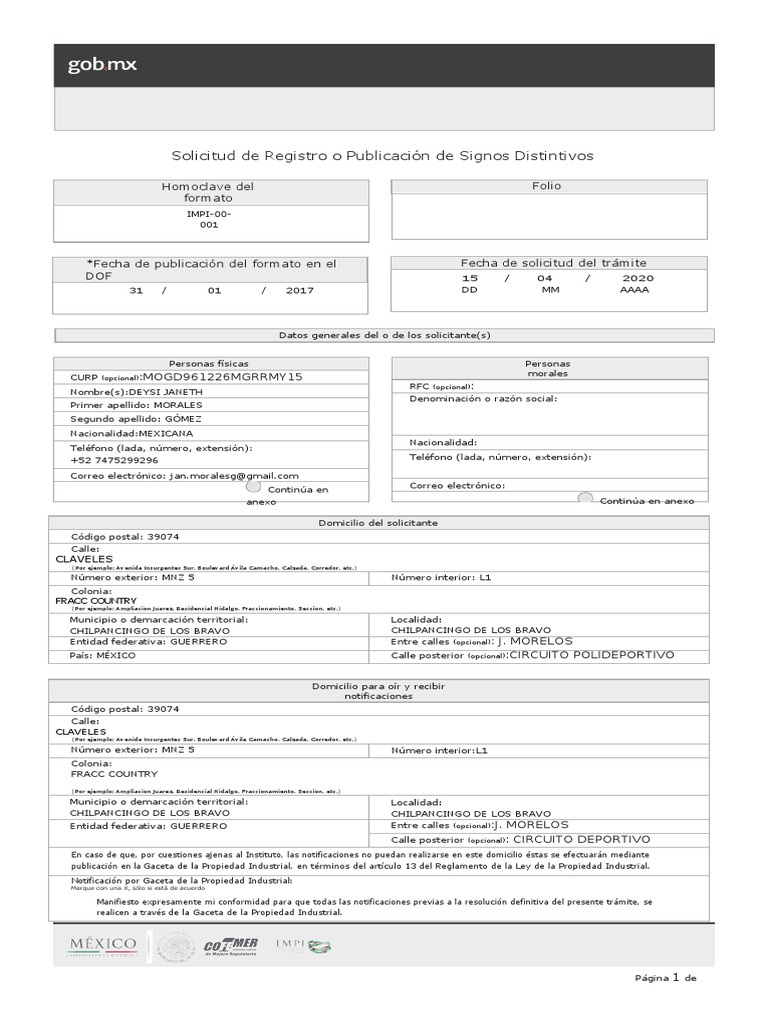 Impi 00 001 | PDF | Marca comercial | Privacidad de la información