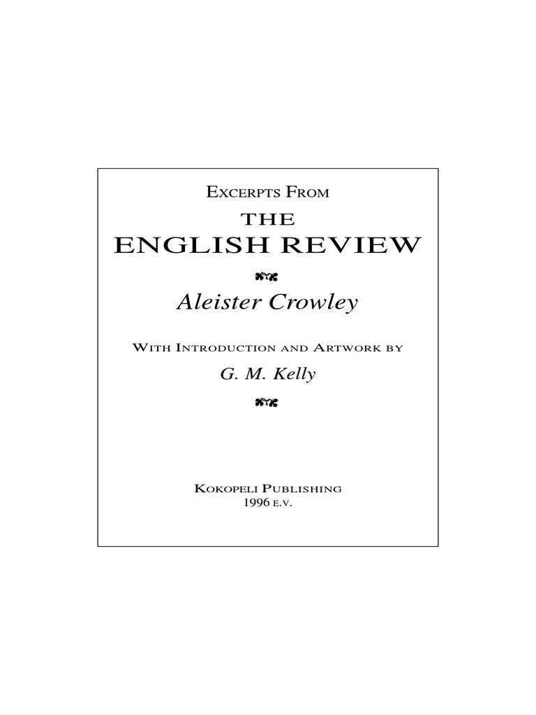 Excerpts From The English Review PDF | PDF | Thelema | Aleister Crowley