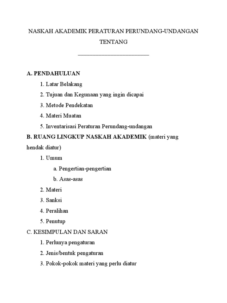 Format Naskah Akademik Perda | PDF