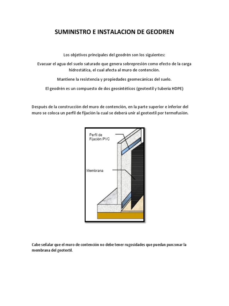 Instalación de Geodrén en Muros de Contención | PDF | Hogar, jardinería ...