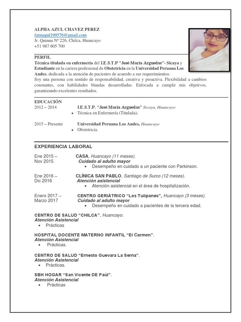 CV Enfermería (Modelo) | PDF | Hospital | Ciencias de la Salud