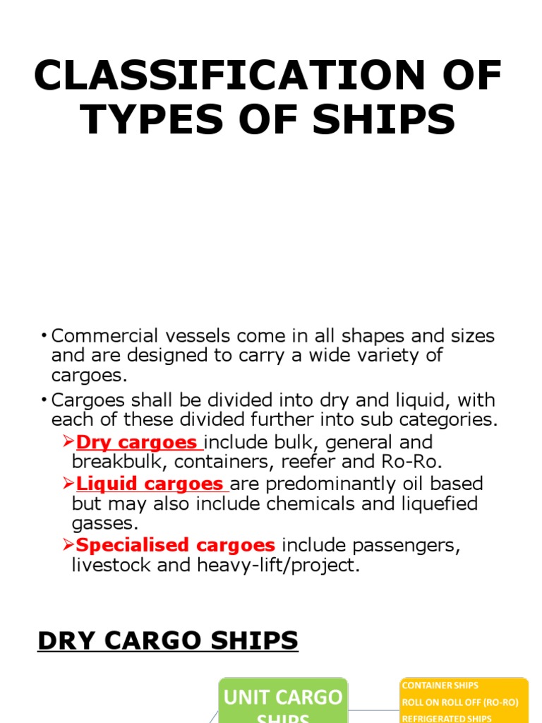 Classification of Types of Ships | PDF | Oil Tanker | Ships