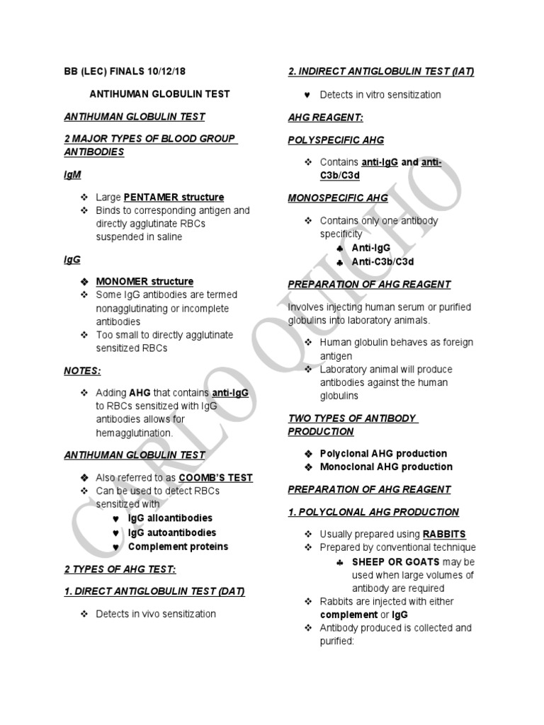 BB Ahg Test | PDF | Blood | Hematology