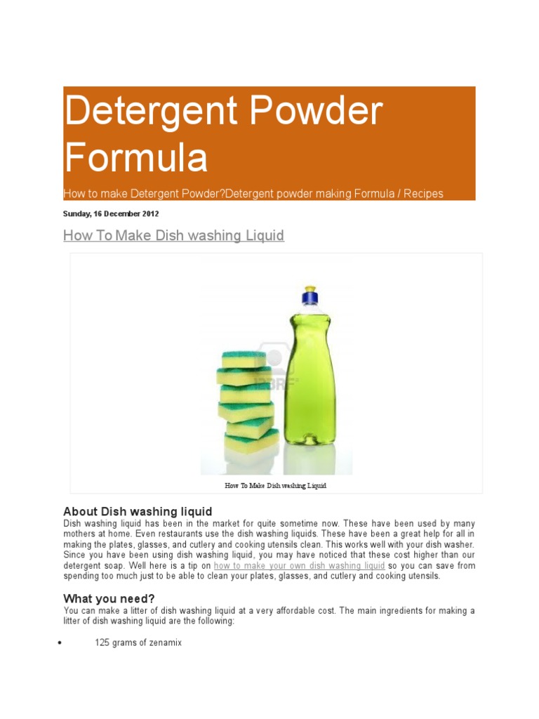 Detergent Powder Formula PDF | PDF | Sodium Carbonate | Soap