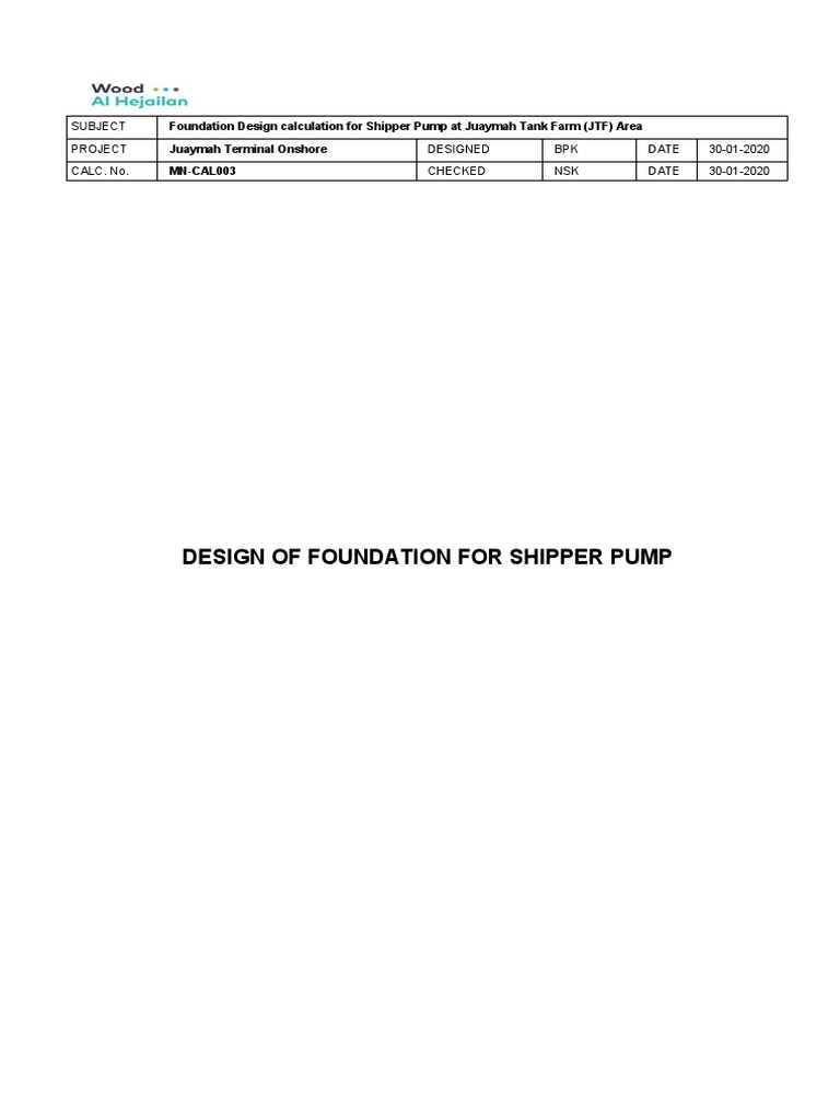 JTF Shipper Pump Foundation Calculation PDF | PDF | Pascal (Unit ...