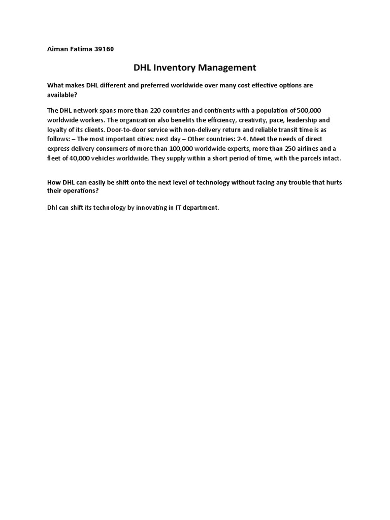 DHL Inventory Management | PDF
