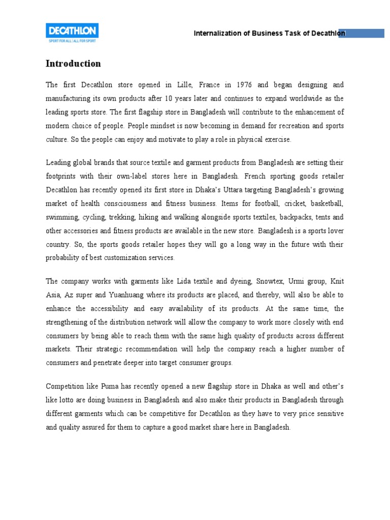Decathlon INB Assignment | PDF | Supply Chain | Employment