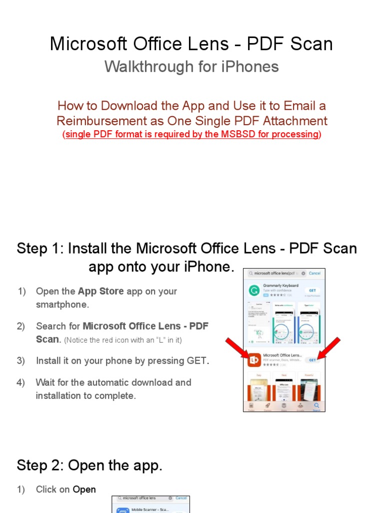 Microsoft Office Lens - PDF Scan Walkthrough For Iphones | PDF | I ...