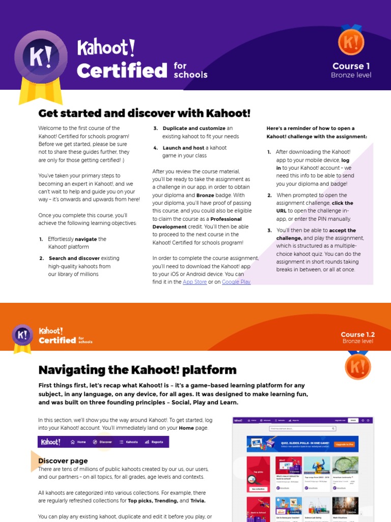 Kahoot Certified For Schools Bronze Course Guide | PDF | Mobile App | Ios