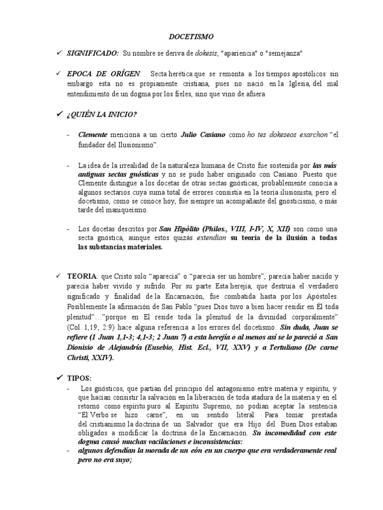 DOCETISMO | PDF | Jesús | Cristo (título)