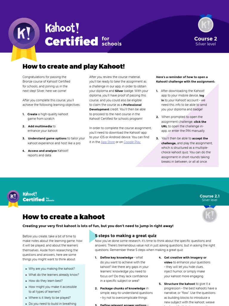 Kahoot Certified For Schools Silver Course Guide | PDF | Mobile App | Question