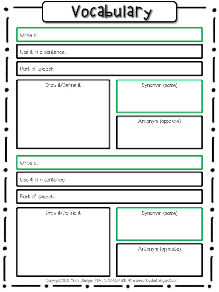 Graphic Organizer For Vocabulary | PDF | Language Arts & Discipline ...