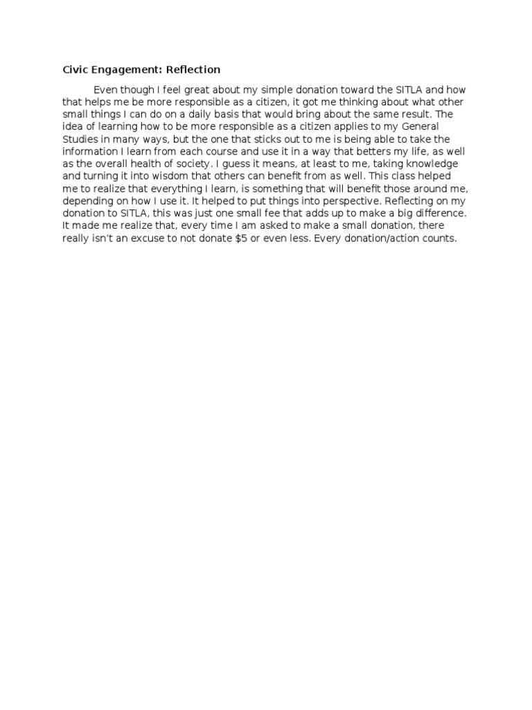 Civic Engagement-Reflection | PDF