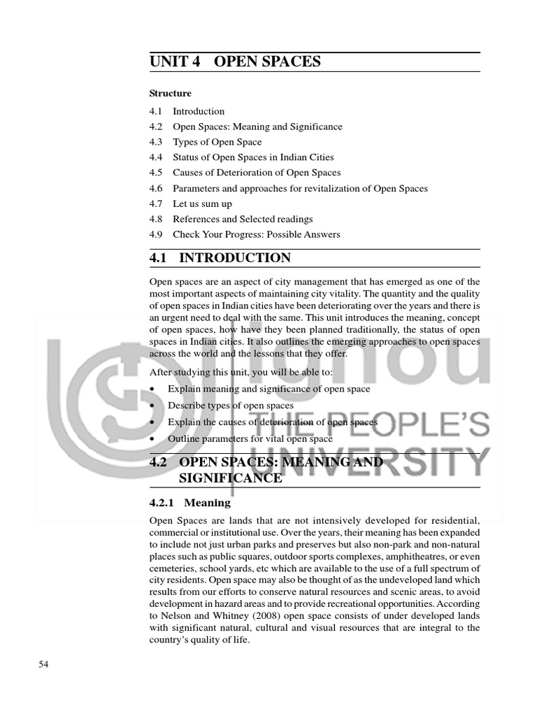 Unit 4 Open Spaces: Structure | PDF | Landscape | Natural Environment