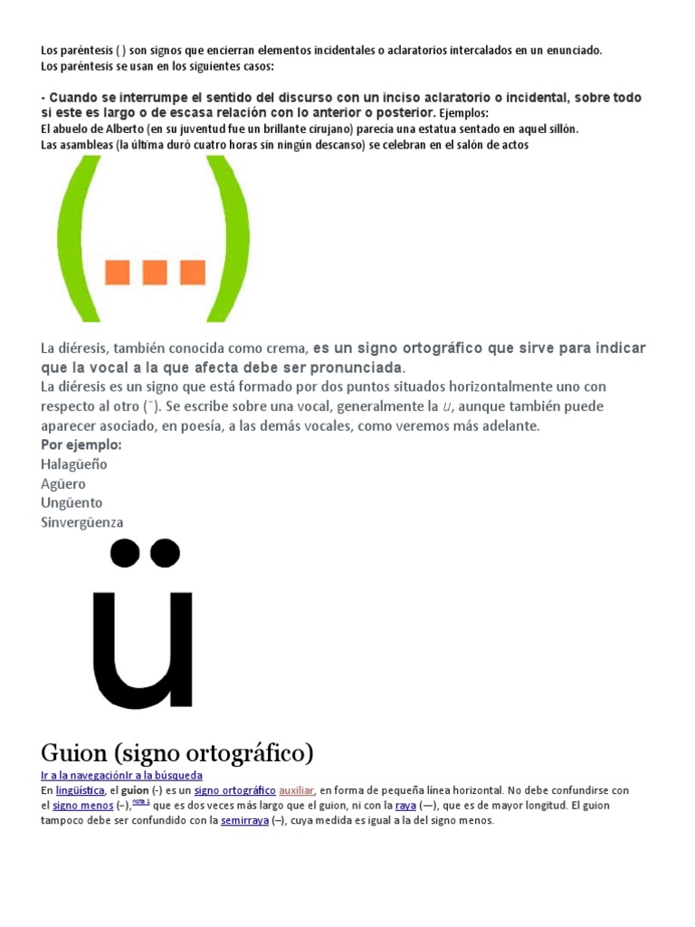 Uso y ejemplos de paréntesis en escritura | PDF | Soporte | Gramática ...
