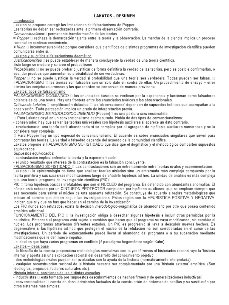 Falsacionismo Sofisticado Lakatos | PDF | Karl Popper | Método científico