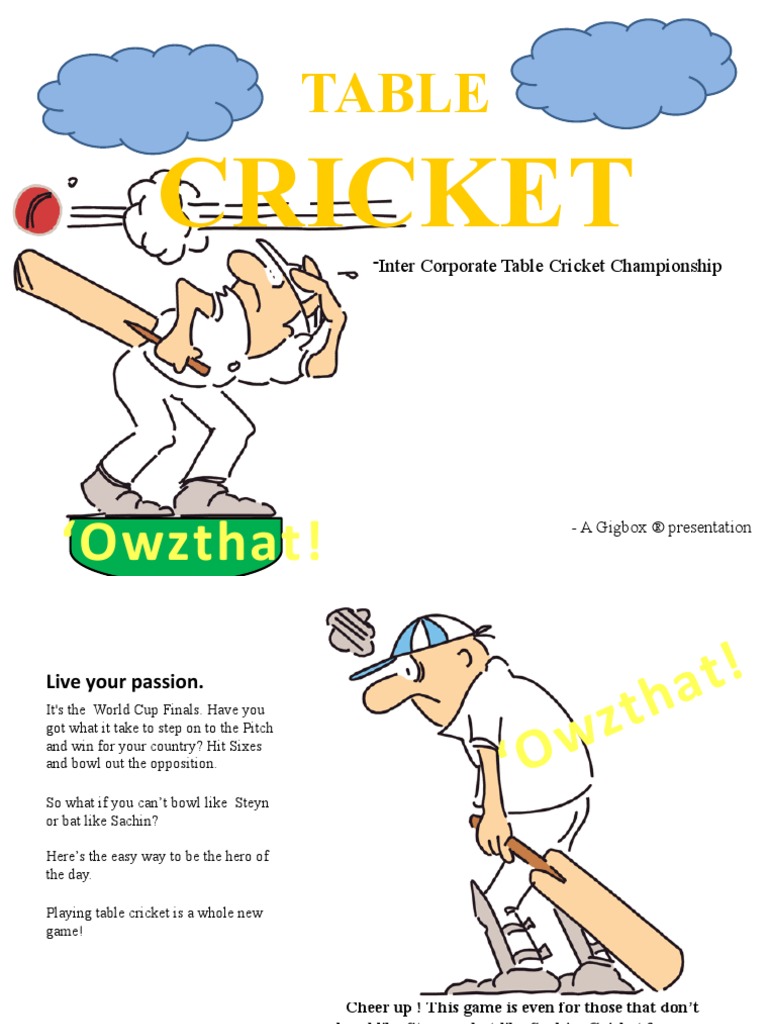 Table Cricket | PDF | Cricket | Sports Rules And Regulations