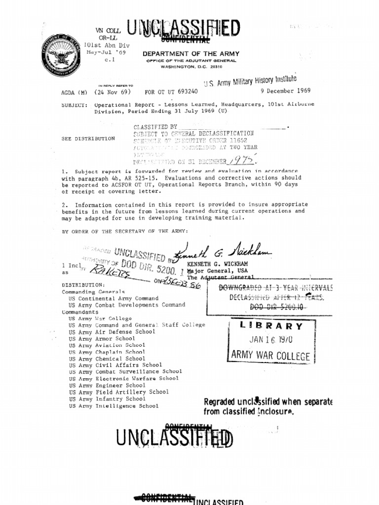 Operational Report - 101st Airborne Division July 1969 | Download Free ...