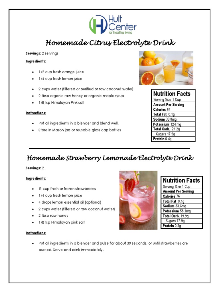 Electrolyte Drink Handout | PDF