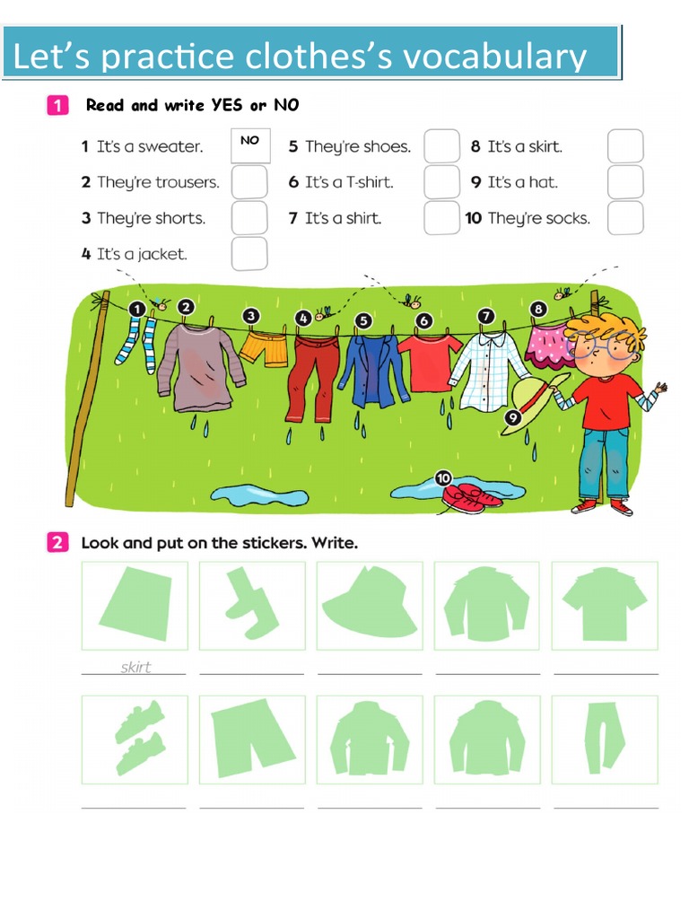 Let's Practice Clothes's Vocabulary: Read and Write YES or NO | PDF ...
