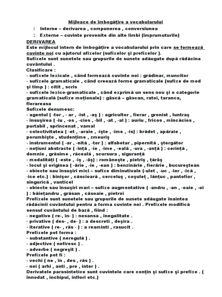 Modul de Formare Al Cuvintelor | PDF