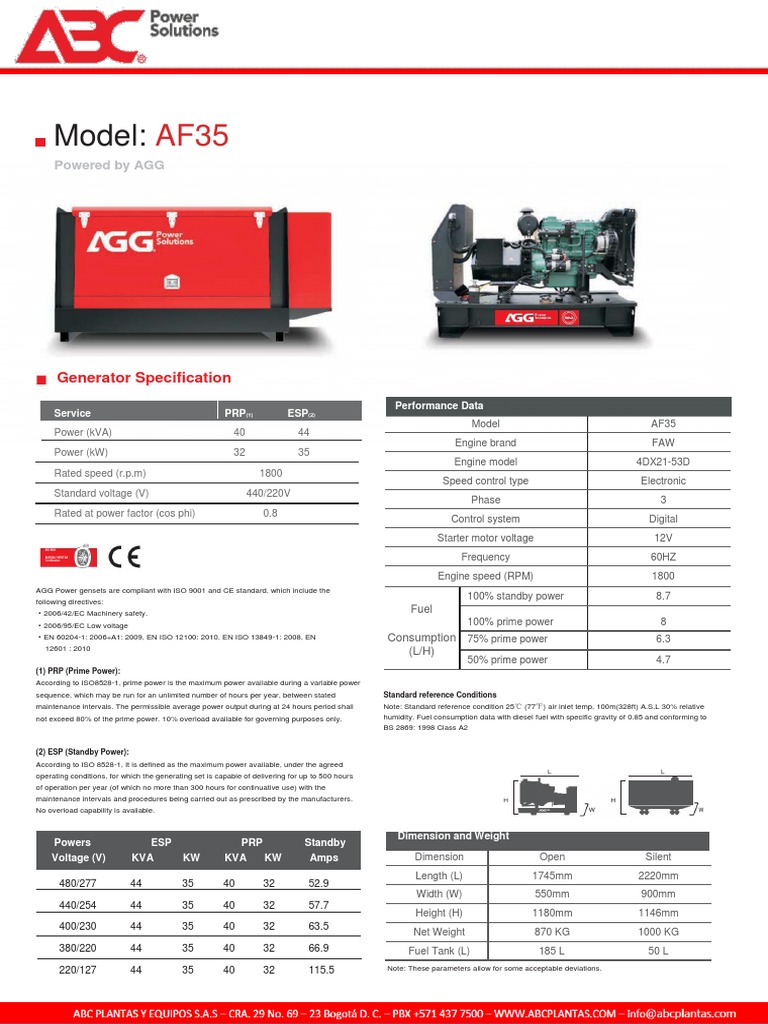 Data Sheet-Genset-Abc Af35 | PDF | Electrical Engineering | Electronics