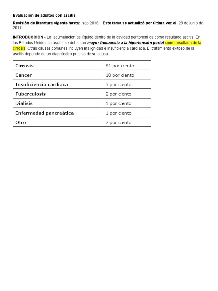 Evaluación de Adultos Con Ascitis | PDF | Cirrosis | Ultrasonido médico