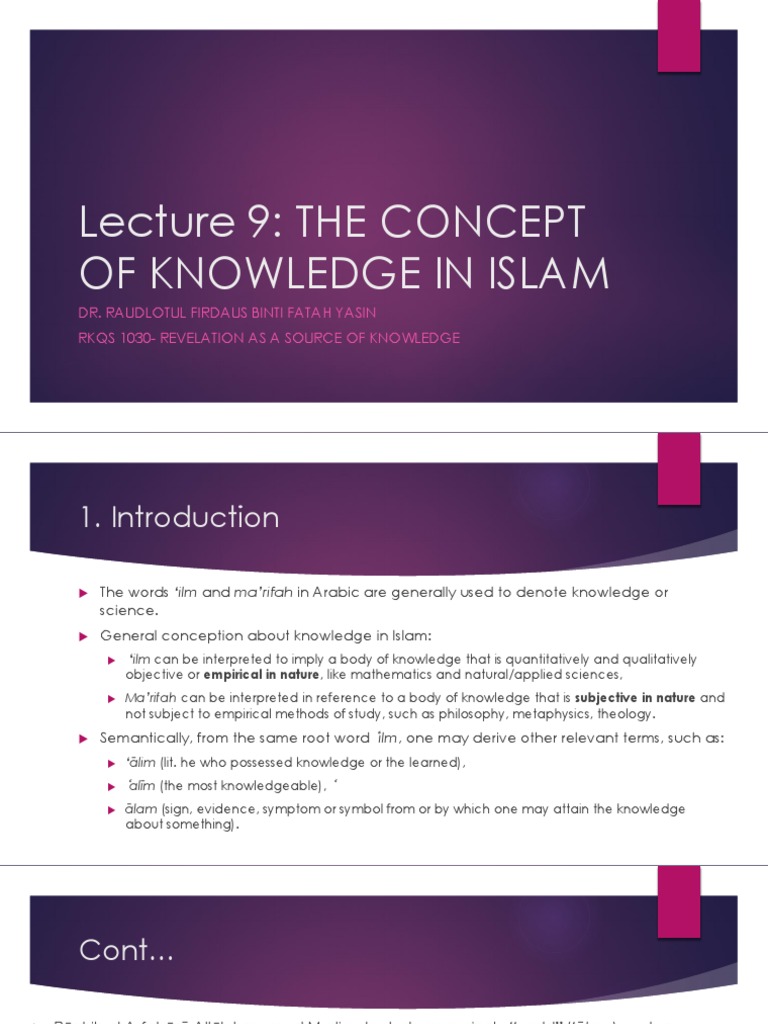 Lecture 9. The Concept of Knowledge in Islam PDF | PDF | Sharia | Knowledge