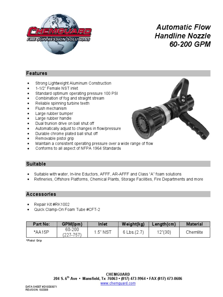 02 Handline Nozzle 60-200 GPM - AA15P | PDF
