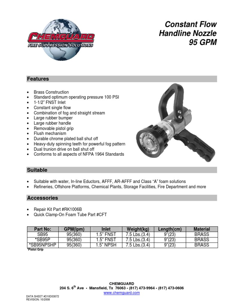 Handline Nozzle Data Sheet | PDF