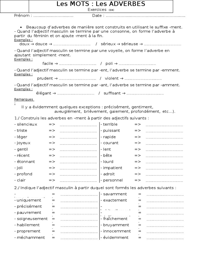 Adverbios Frances | PDF | Genre grammatical | Symboles