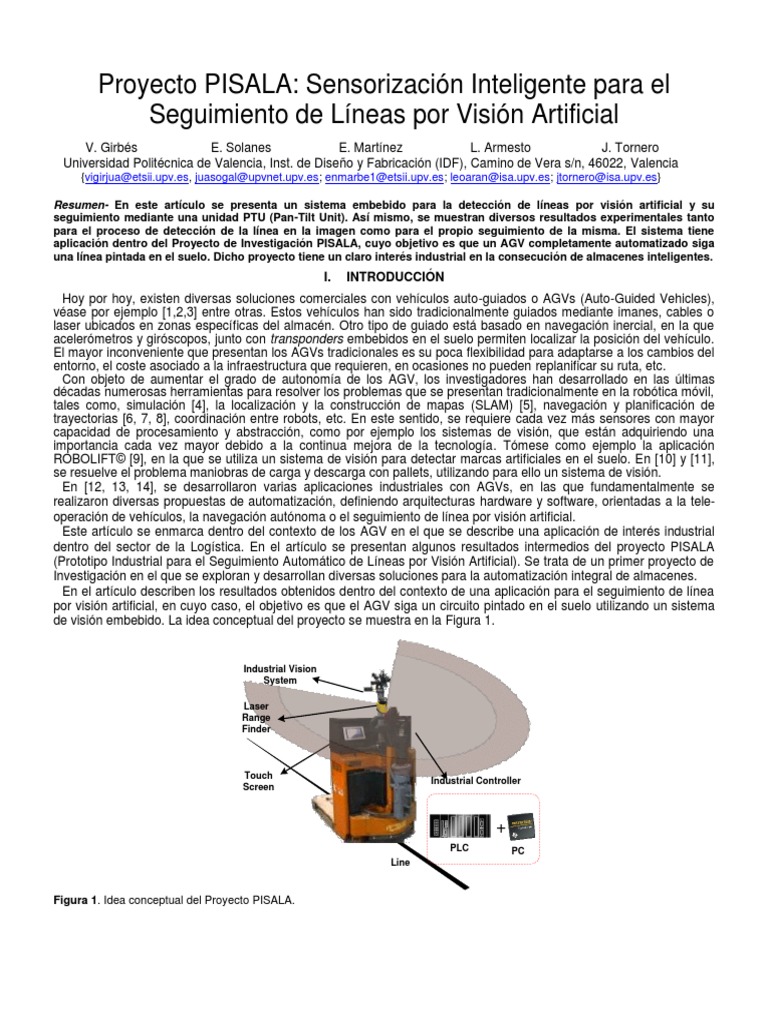 Proyecto PISALA. Sensorización Inteligente para El Seguimiento de Líneas Por Visión Artificial ...