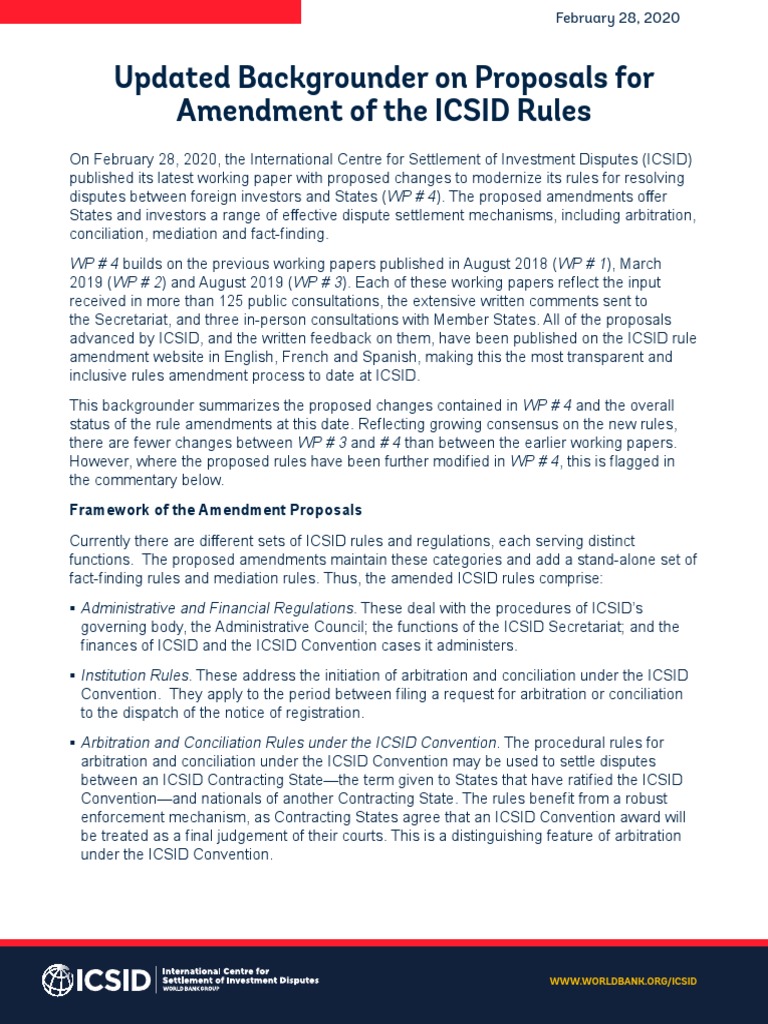 ICSID Proposes Modernizing Investment Dispute Rules | PDF | Arbitration ...