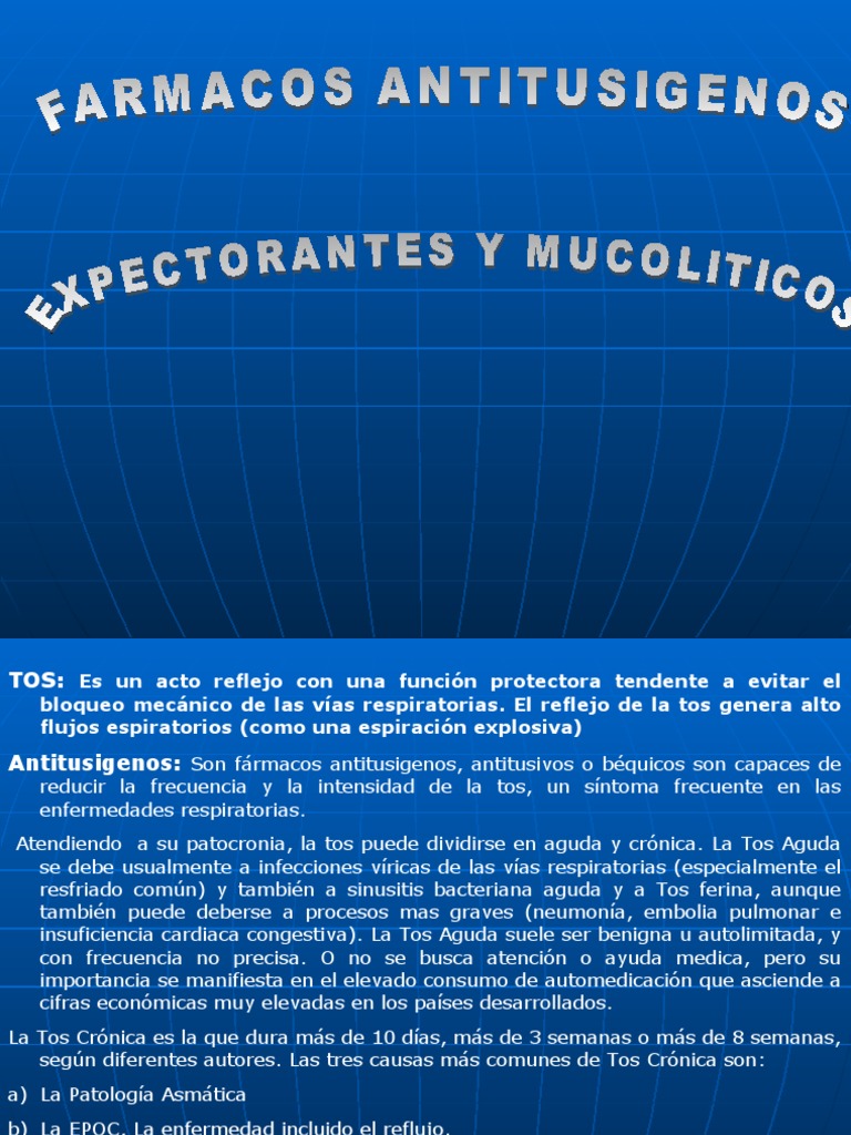 Farmacos Antitusigenos, Expectorantes | PDF | Tos | Medicina CLINICA