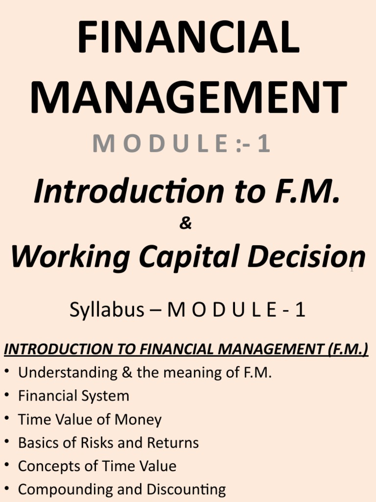 Financial Management: MODULE:-1 | PDF | Capitalism | Valuation (Finance)