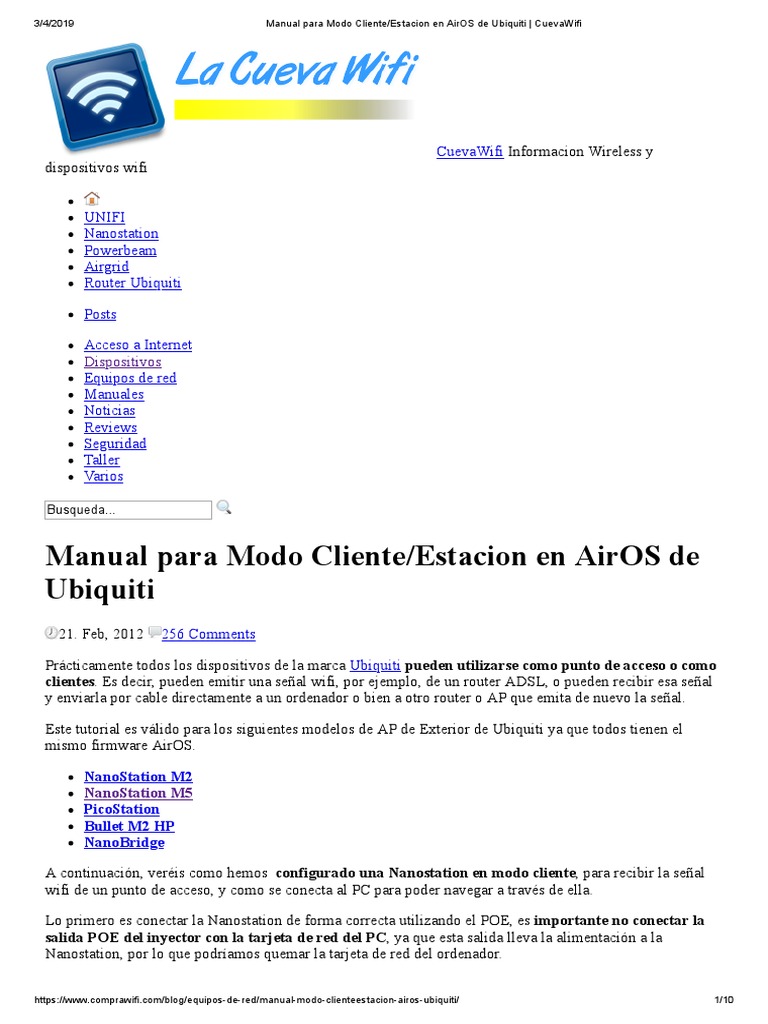 Manual para Modo Cliente - Estacion en AirOS de Ubiquiti - CuevaWifi ...
