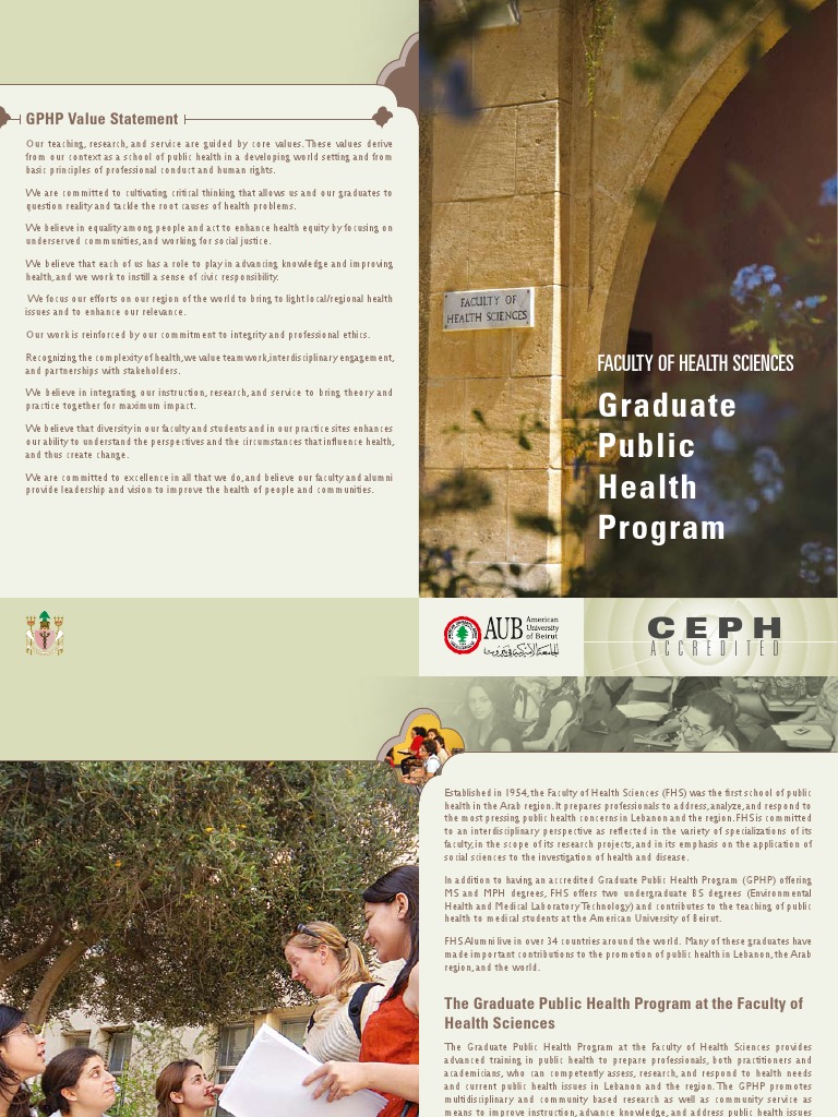 Graduate Public Health Program: Faculty of Health Sciences | PDF ...