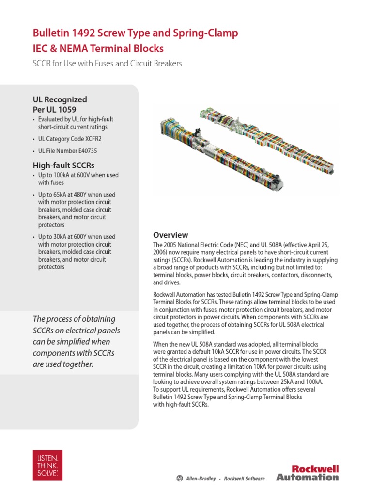 Bulletin 1492 Screw Type and Spring-Clamp IEC & NEMA Terminal Blocks ...