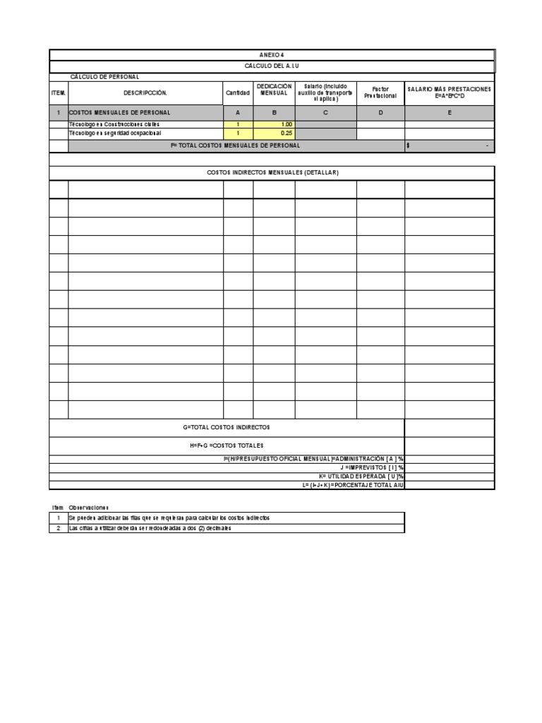 Cálculo de AIU y Costos de Tubería | PDF | Tubería (transporte de ...