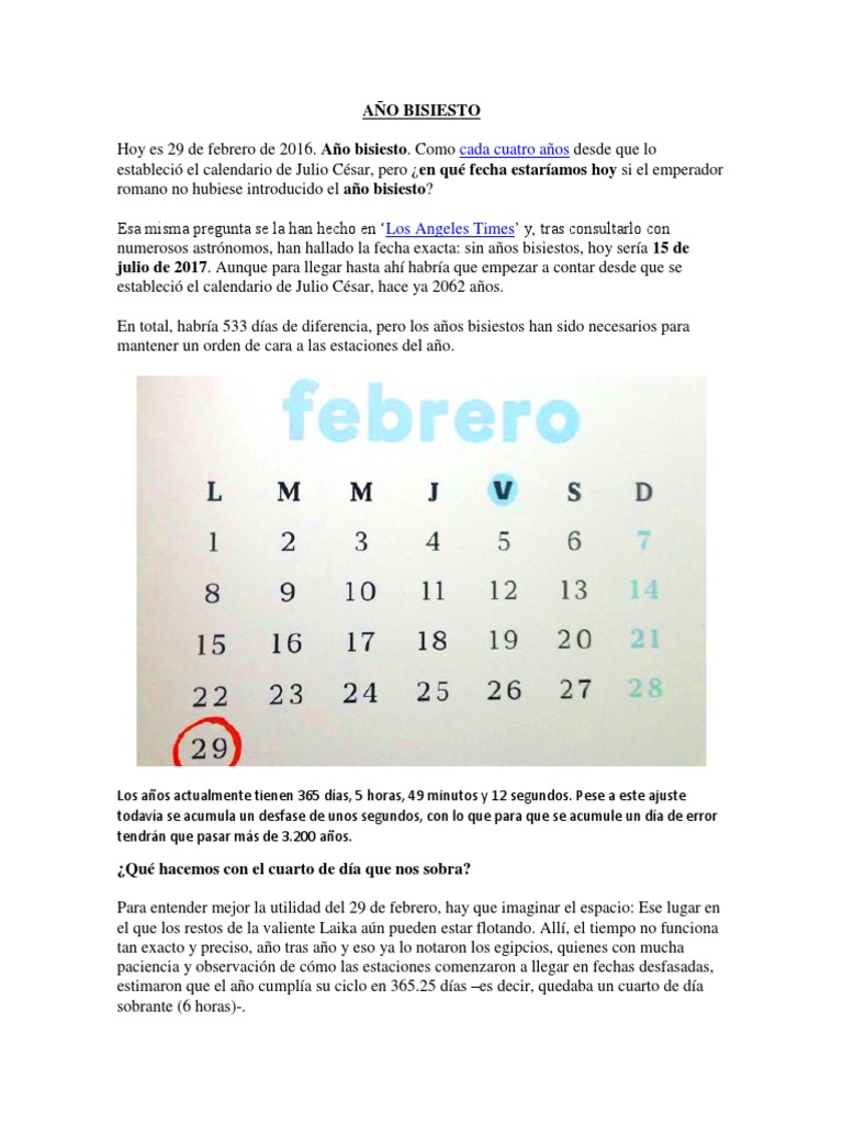 Año Bisiesto | PDF | Calendario
